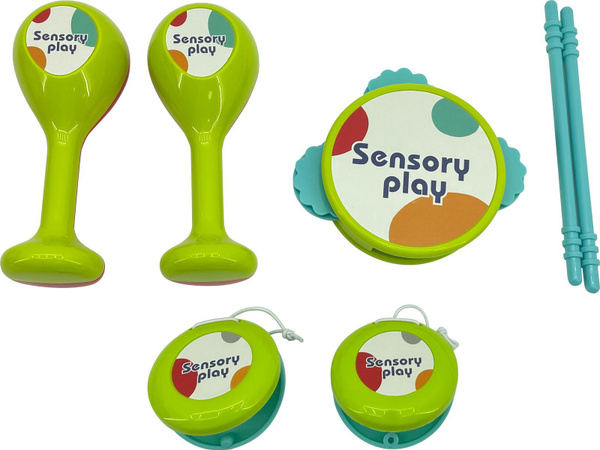 Набор детских музыкальных инструментов Runjia, 4 инструмента, голубой ...