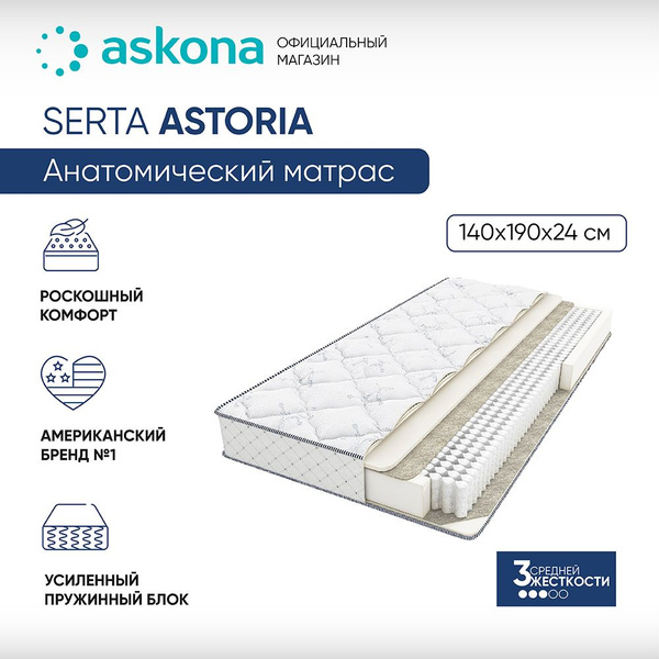 Матрас ASKONA AskonaSertaAstoriaпростой, Независимые пружины, 140 - купить по выгодной цене в ...
