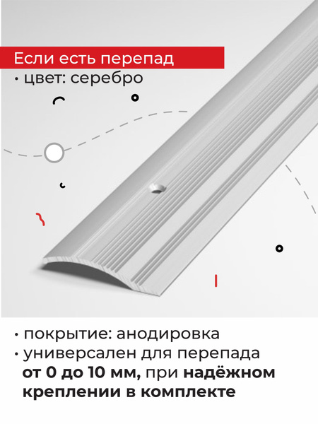 Порог металлический 180 см для напольных покрытий с перепадом купить на ...