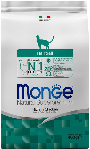 Сухой корм для кошек Monge Cat Hairball для выведения шерсти из желудка ...