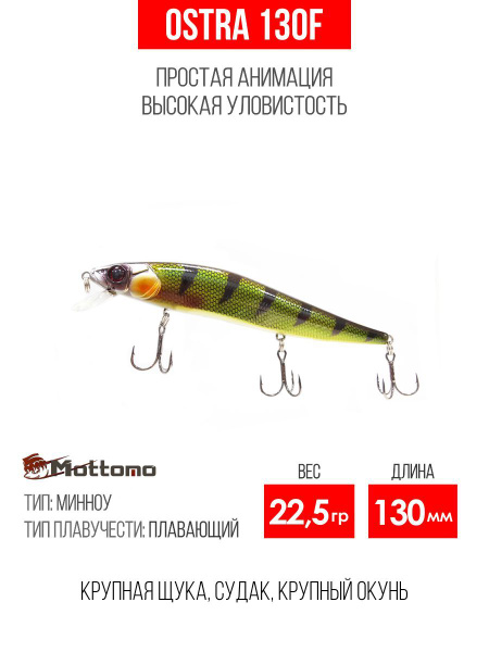 Вопросы и ответы о Воблер для рыбалки Mottomo Ostra 130F 22,5g Dark ...