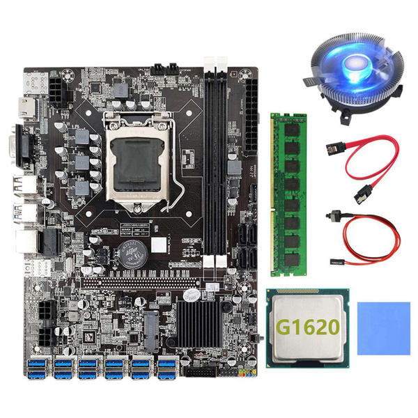Материнская плата B75 для майнинга BTC, 12 PCIE-USB DDR3, 4 ГБ ОЗУ ...