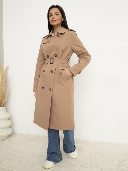 Плащ Женский Milliant светло-коричневый отложной Пояс/ремень, размер 50 ...
