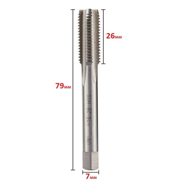 Метчик для фоторезьбы 3/8'' - 16 UNC-2B HSS (шаг резьбы 1,587мм)ф ...