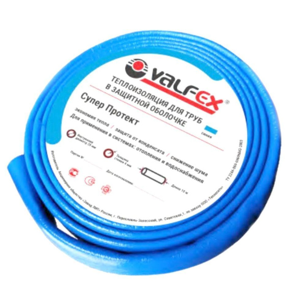 Утеплитель для труб Valfex, внутр d35 мм, 4 мм, VF.35.04.10.B, син, 10 м купить на OZON по ...