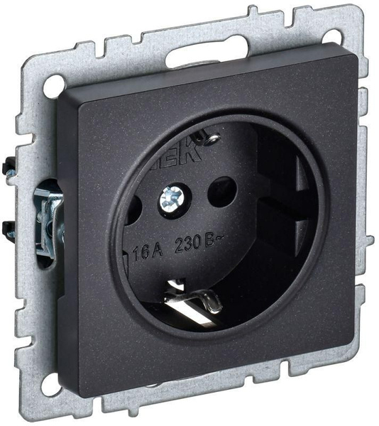 Розетка BRITE РС14-1-0-БрЧ 16А с заземл. защ. шторки черн. IEK BR-R14-16-K02 купить на OZON по ...