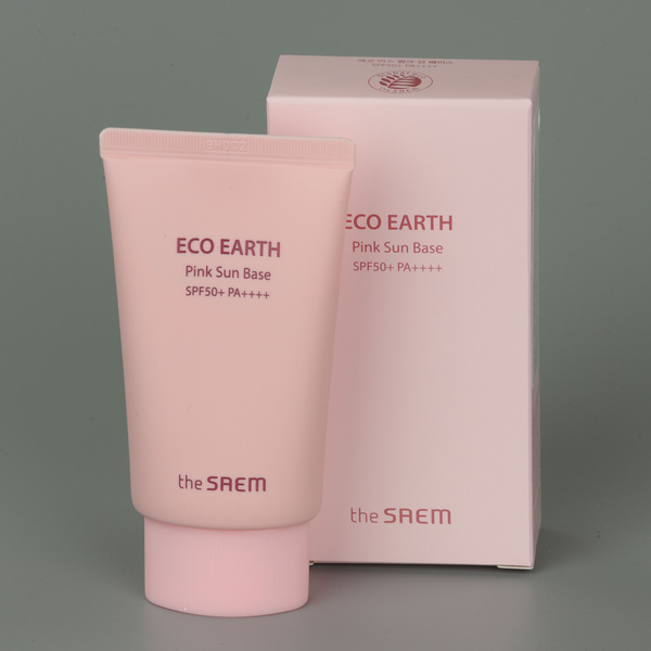 The Saem Крем-база с каламиновой пудрой Eco Earth Pink Sun Base SPF50 ...