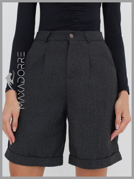 Шорты Женский MAXADORRE Повседневный темно-серый, размер 50 Текстиль, рост 160-175 Молния ...