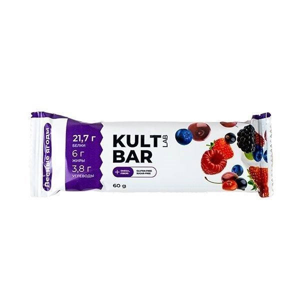 Батончик протеиновый Kultlab Kult Bar, Лесные ягоды, 20 шт х 60 г ...