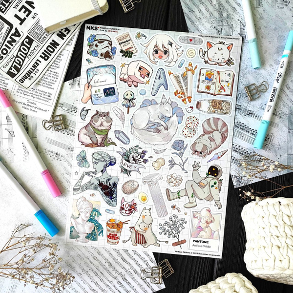 Набор наклеек А4 PACK MIX WHITE, виниловые стикеры, No Kids Stickers ...