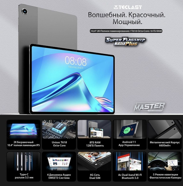 Купить планшет Teclast T40 Plus 8/128GB Unisoc T618 4G LTE Android 11 10,4", 128 GB по низкой ...