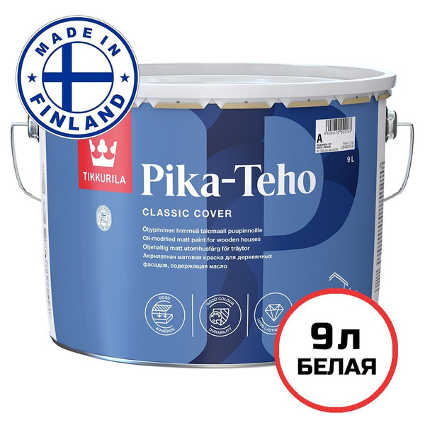 Краска Tikkurila TIK Pika-Teho, Акрилатная, Матовое покрытие, белый ...