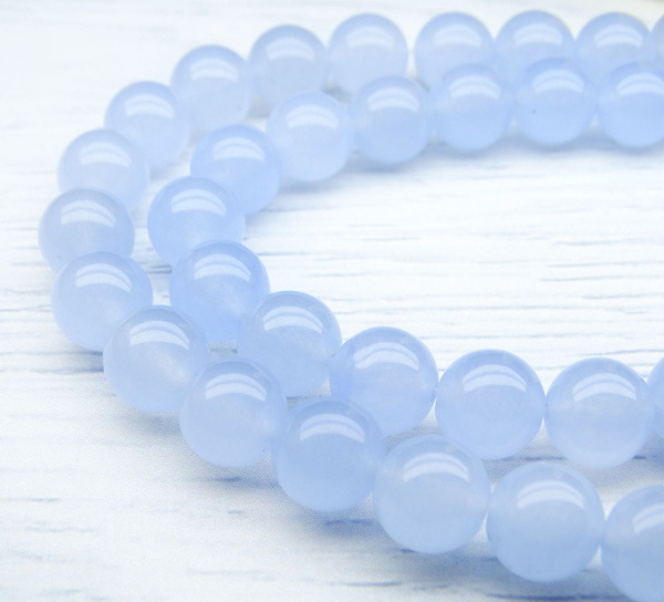 ПК025НН10 Бусины из природного камня кварц (голубой), размер: 10 мм, 15 ...