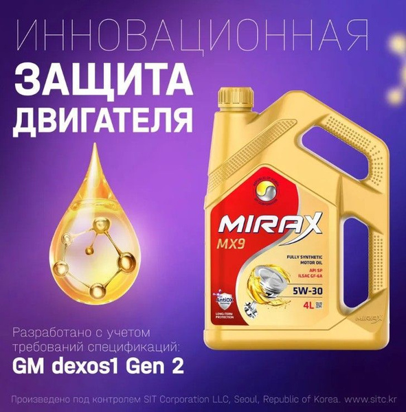 Масло моторное MIRAX 5W-30 Синтетическое - купить в интернет-магазине OZON (963022167)