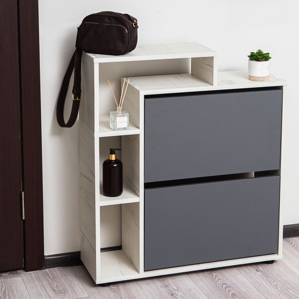 Обувница Ultra Plus вертикальная 2 секции, ЛДСП, 75x24,6x85.9 см ...