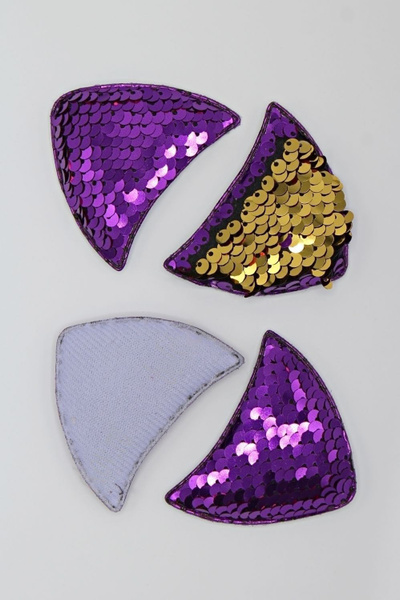 Патч 3D, с двухсторон. пайетками "Ушки" 6*4 см (10 шт) SF-1880, сиреневый - купить с доставкой ...