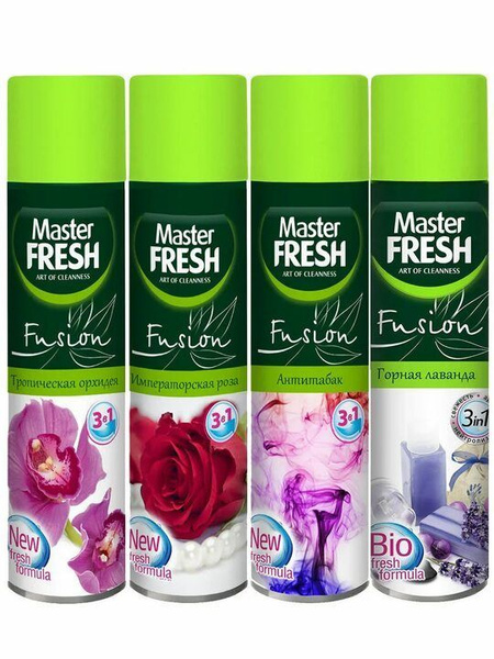 Master FRESH Освежитель воздуха Fusion BIO Fresh 3 в 1 Mix 3, набор 4шт х 300мл купить на OZON ...