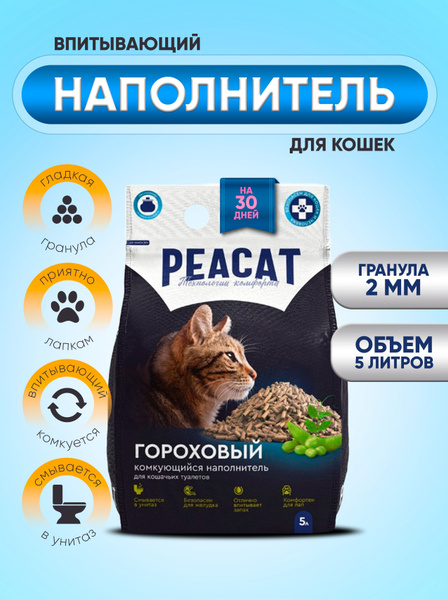 Наполнитель для кошачьего туалета и лотка растительный, комкующийся ...