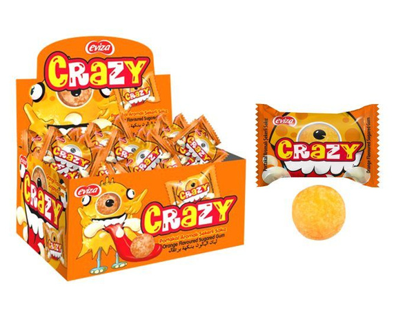 CRAZY GUM кислая жвачка апельсин, блок 100 шт. (3,5г х 100) - купить с ...