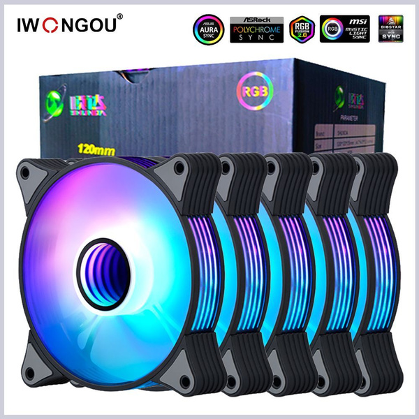 IWONGOU кулер для корпуса пк 120 мм PWM Black 5 in 1 вентилятор 5v3pin ...