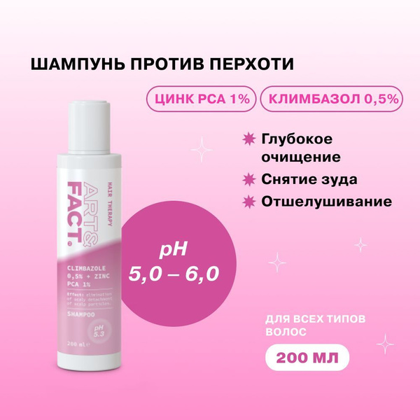 ART&FACT. / Шампунь от перхоти с климбазолом 0,5% и цинком PCA 1% для ...