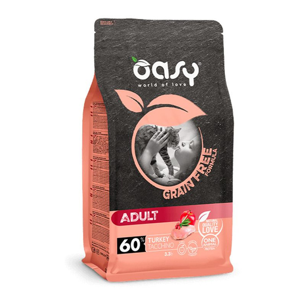 Оаси Кэт БЕЗЗЕРНОВОЙ для взрослых кошек с индейкой / Oasy Dry Cat Grain ...