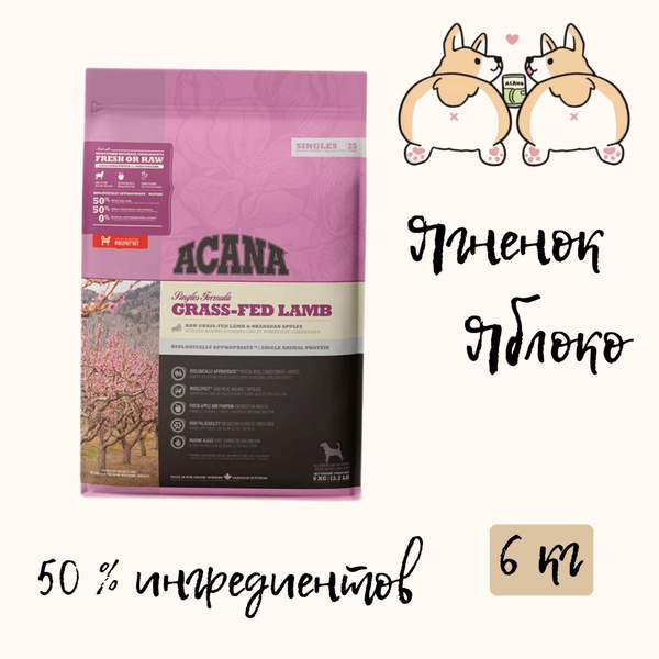 ACANA Корм сухой для собак Acana Grass-Fed Lamb 6 кг - купить с ...