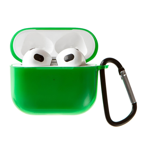 Прозрачный силиконовый чехол на Apple AirPods 3 (Аирподс 3) с карабином ...