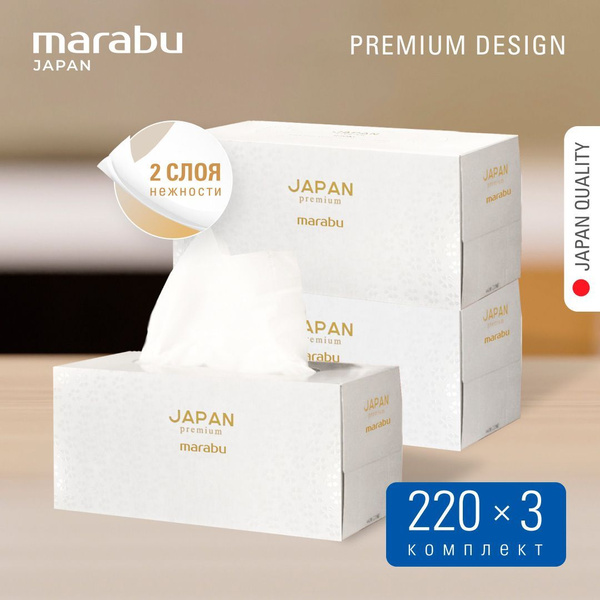 Салфетки бумажные в коробке MARABU PREMIUM, 3 упаковки по 220 шт купить ...