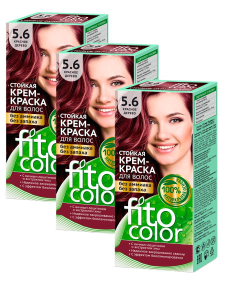 Стойкая крем-краска для волос без аммиака FitoColor Fito косметик, 5.6 Красное дерево, 115 мл (в ...