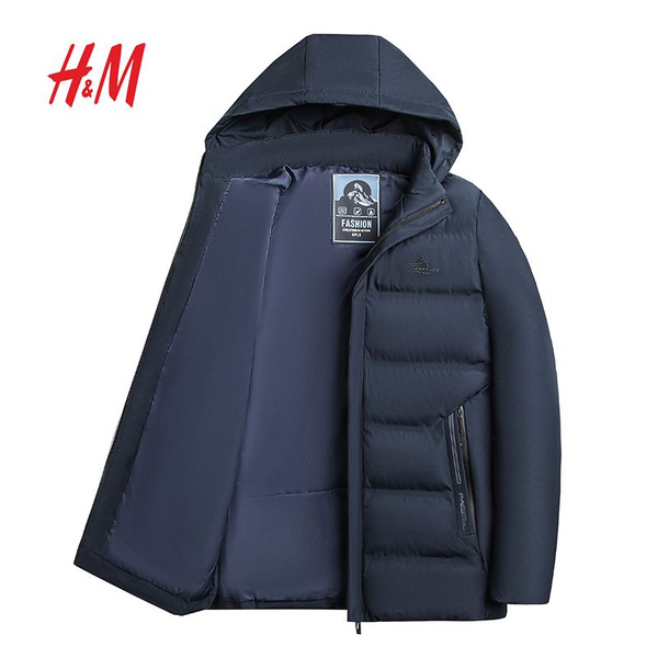 Пальто H&M, Зима, размер 58, цвет темно-синий, Полиэстер - купить по ...