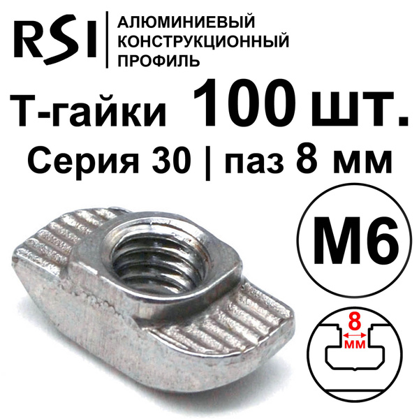 Гайка Т-образная M6, 100 шт. купить на OZON по низкой цене (1244116079)