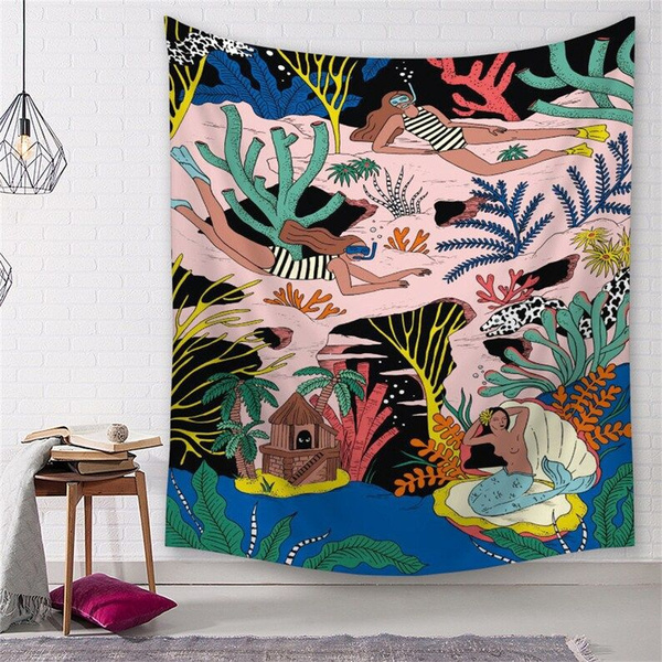 Характеристики BeLOC Гобелен "купающаяся девушка в подводном мире", 230 х 180 см подробное ...