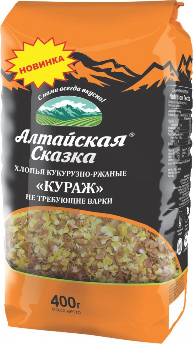 Алтайская Сказка Кураж хлопья кукурузно-ржаные, 400 г — купить в ...