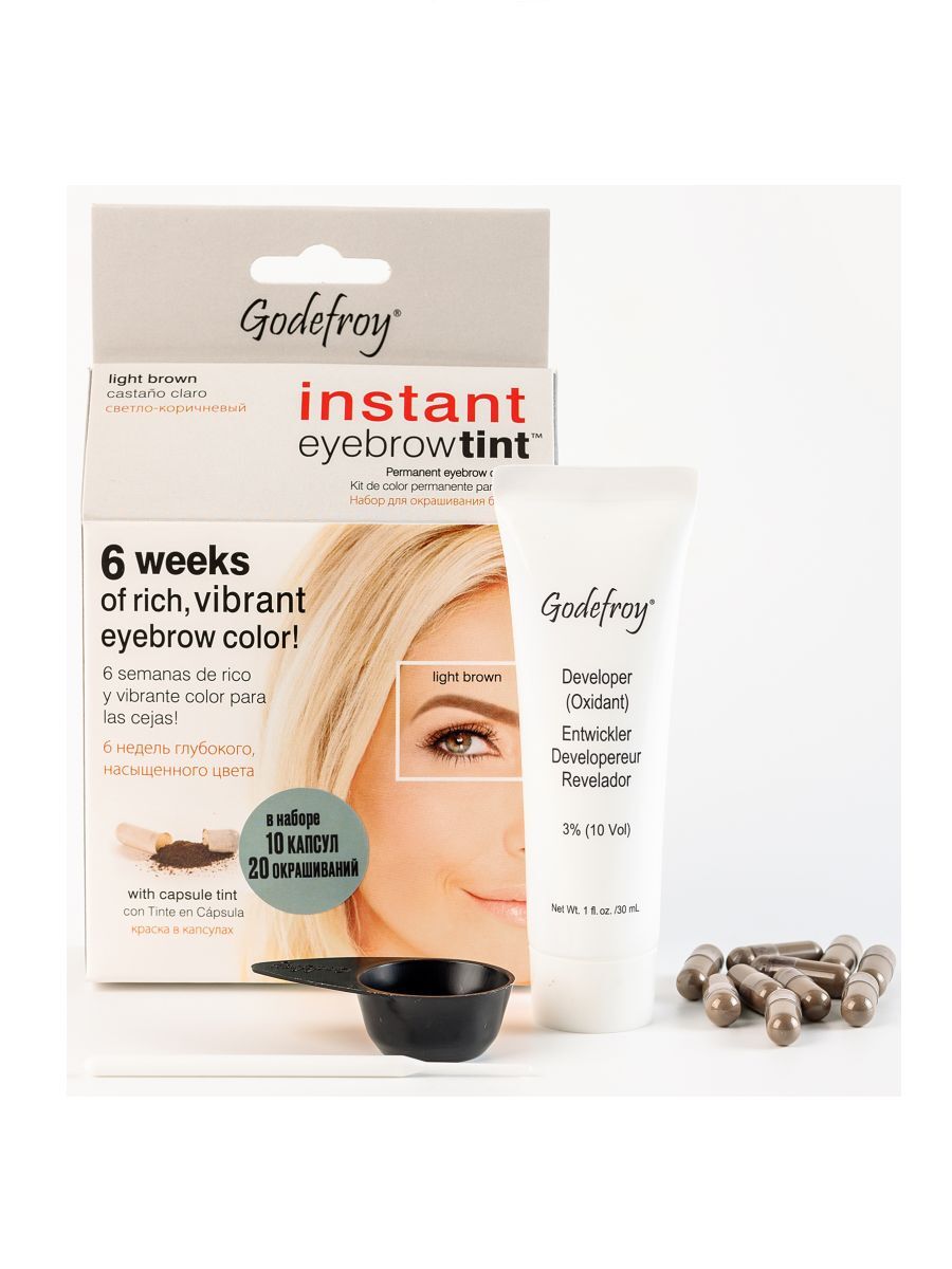 Godefroy Eyebrow Tint Light Brown Синтетическая краска-хна в капсулах ...