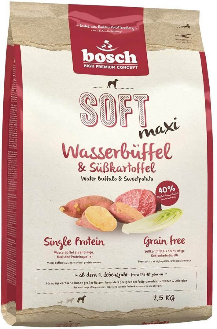 Полувлажный корм с буйволом и бататом для собак крупных пород, Bosch ...