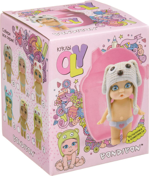 Мини-кукла Bondibon OLY, в шапочке-ушанке, с животным и аксессуарами, в поильнике, ВВ3853 ...