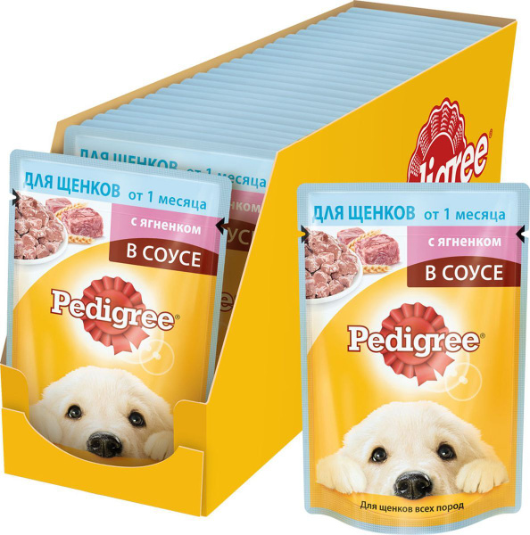 Консервы для щенков "Pedigree", с ягненком в соусе, 85 г, 24 шт ...