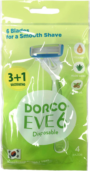 DORCO ЕVE 6 shai vanilа NEW, Женский одноразовый станок 6 лезвий, с ...