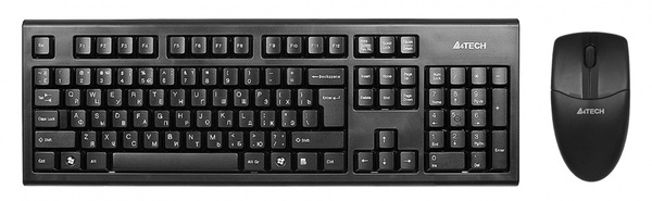 Клавиатура + мышь A4 3100N клав:черный мышь:черный USB беспроводная ...