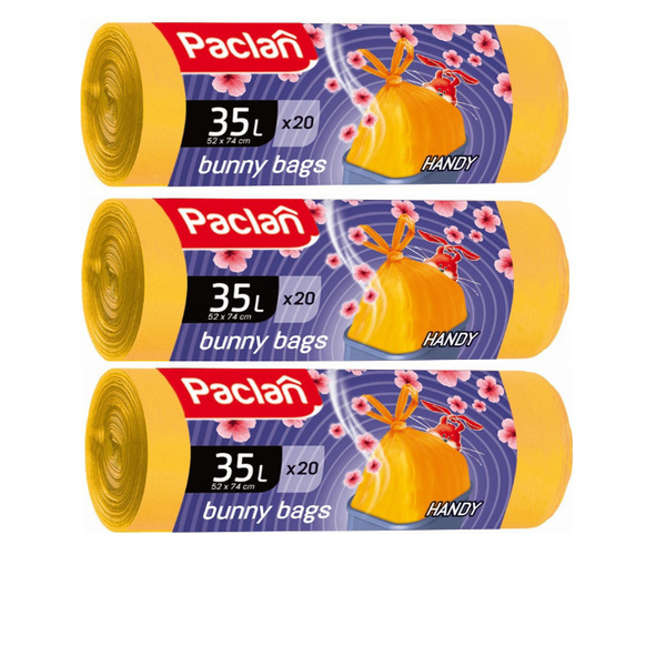 Мешки для мусора Paclan Bunny Bags Aroma 35 л (20 шт.) желтый (3 рулона ...