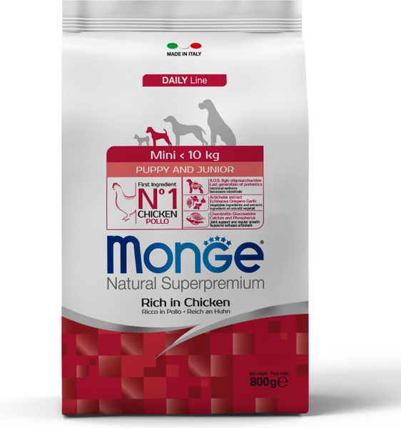 Сухой корм для щенков мелких пород Monge Dog Mini, 800 г - купить с ...