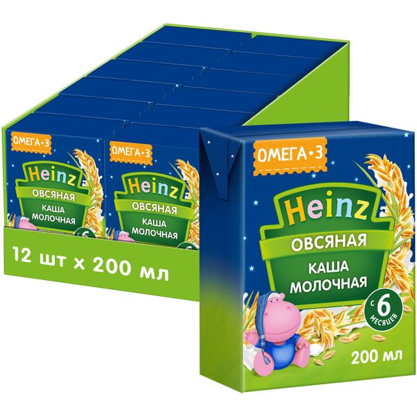 Каша овсяная детская Heinz с 6 месяцев, молочная, сухая, 200 г x 12 ...