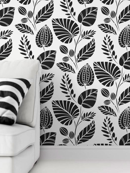 Трафарет на стену Листья паттерн 50х36см многоразовый из пластика ...