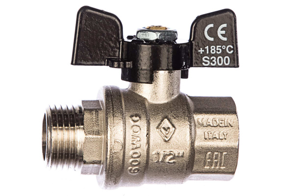 Кран шаровый Bugatti Oregon 1/2", внутренняя-наружная резьба, бабочка ...