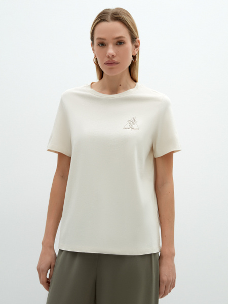 Футболка Zarina, размер 46, цвет кремовый, 100% хлопок - купить по выгодной цене в интернет ...