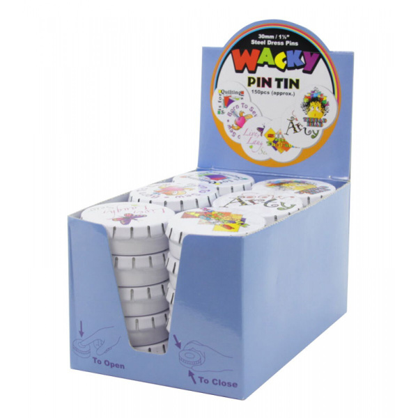 Булавки - гвоздики WACKY PIN TIN в жестяных круглых коробочках (30 шт ...