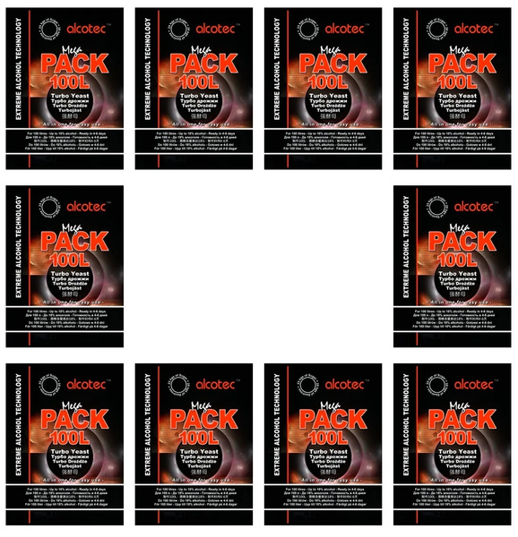 Турбо дрожжи Alcotec Mega Pack 100L, 10 пачек по 360 гр (Алкотек Мега Пак спиртовые) - купить с ...