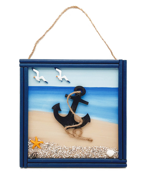 Украшение настольное интерьерное Декоративное морское панно Якорь дерево 20 20см купить