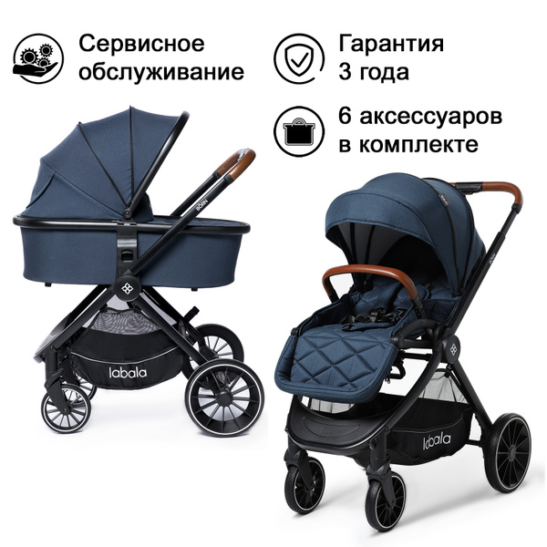 Коляска для новорожденных 2 в 1 Labala Born Jean Blue, синяя - купить с доставкой по выгодным ...